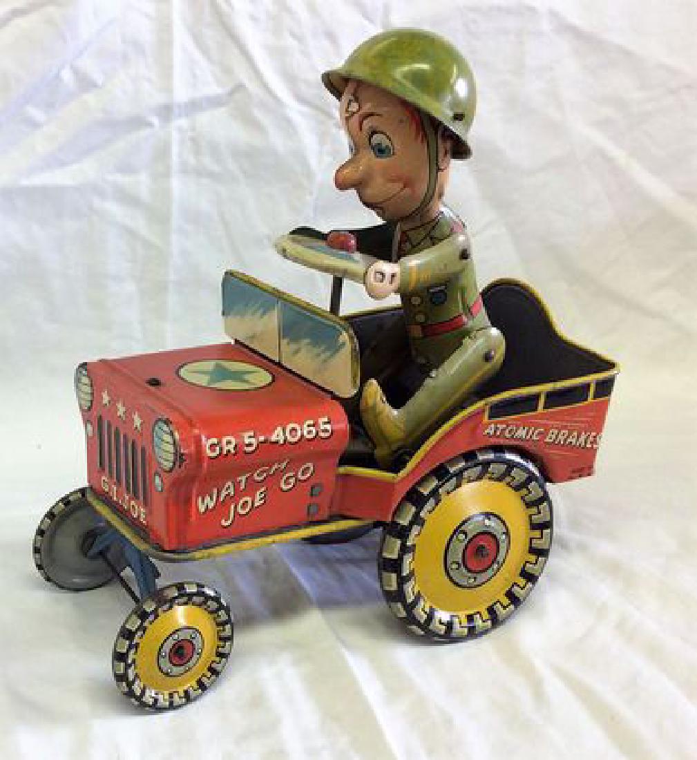 Vintage 1944 GI Joe Jouncing Jeep Tin Litho Wind up Toy