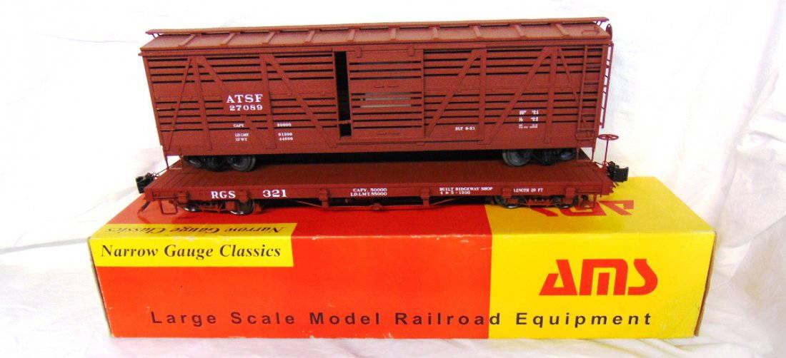 Accucraft Ams G Scale Flatcar 321 & Brown Box Car 27089
