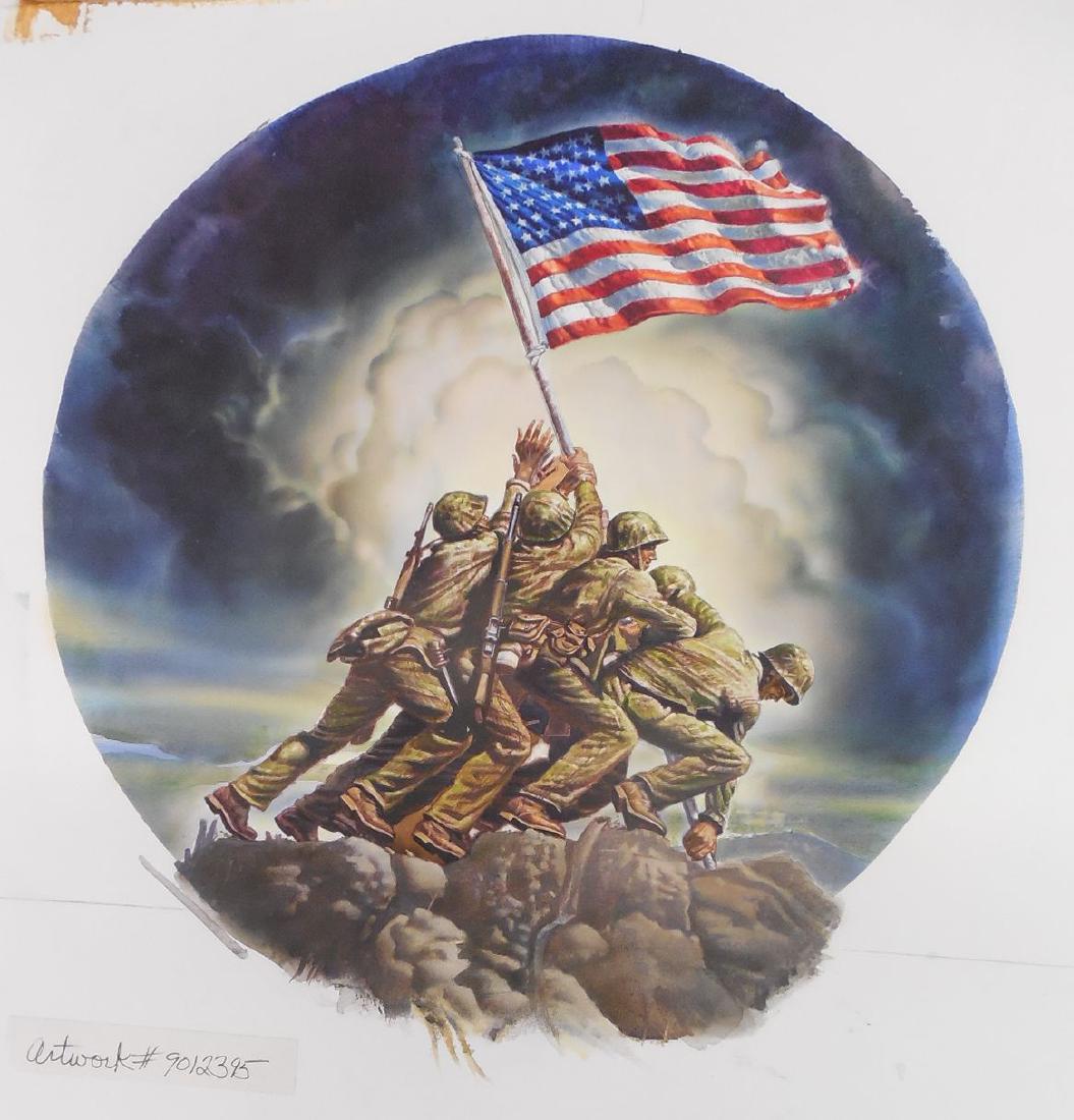 William Teodecki Original Painting Iwo Jima Raising