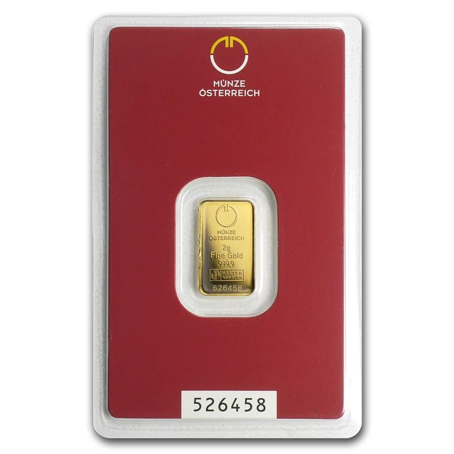 2 Gram Gold Bar Austrian Mint (in Assay)