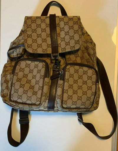 Gucci Large Brown Backpack 100% Authentic Broken