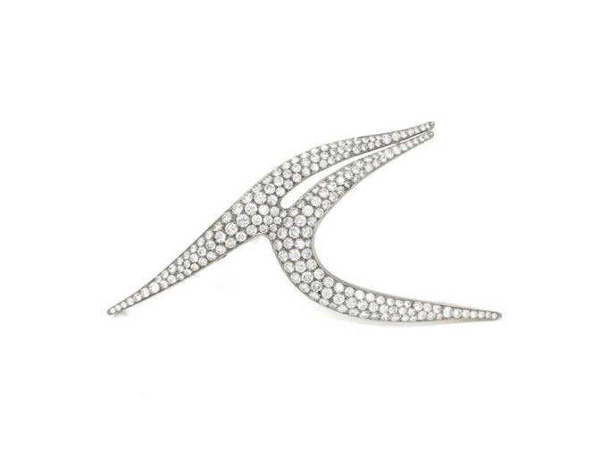 Estate Platinum Large Diamond Brooch