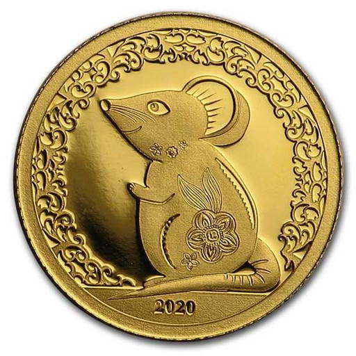 2020 Mongolia 1/2 Gram Proof Gold Lunar Year Of The Mouse
