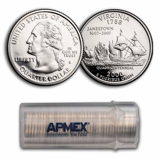 2000 S Virginia Statehood Quarter 40 Coin Roll Proof (clad)
