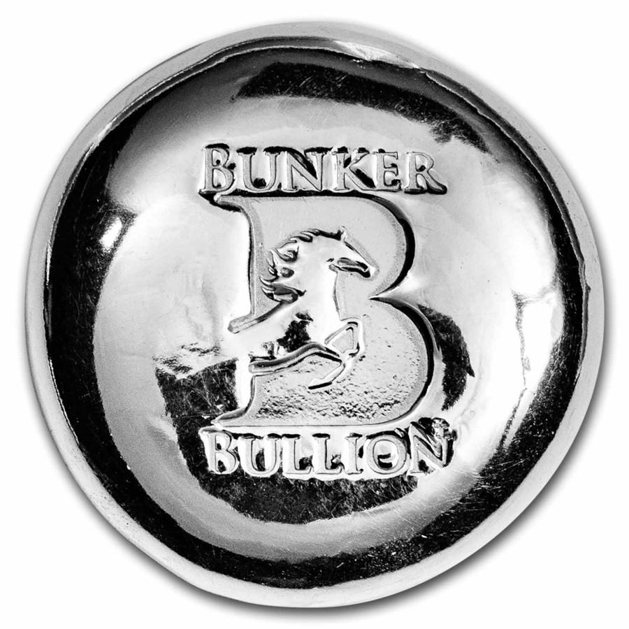 1 Oz Cast Poured Silver Round Bunker Bullion Button