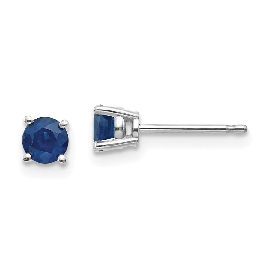 14k White Gold 4 Mm Sapphire Stud Earrings