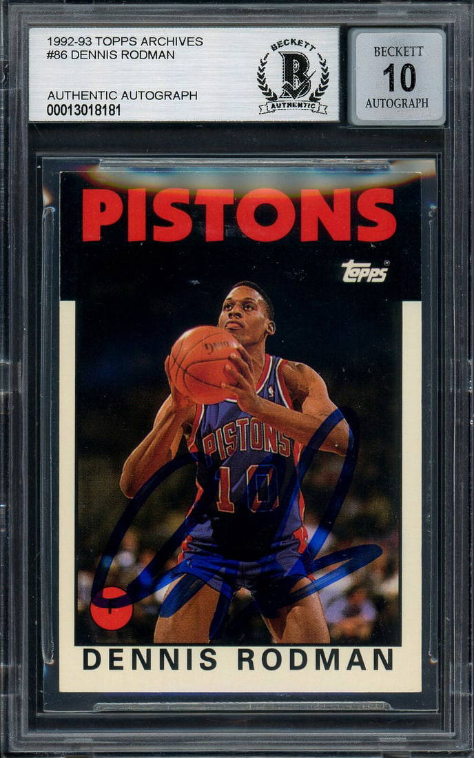 Dennis Rodman Auto 1993-94 Topps Archives Card Gem 10 Auto Beckett ...