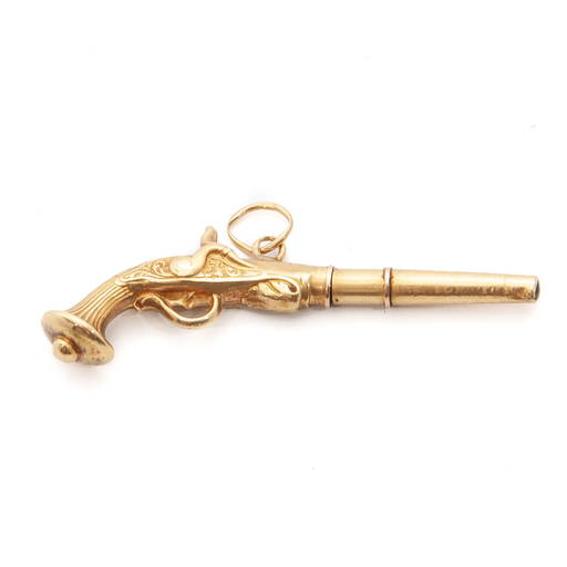 Antique Gold Flintlock Revolver Pocket