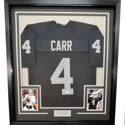 Framed Autographed/signed Derek Carr 33x42 Las