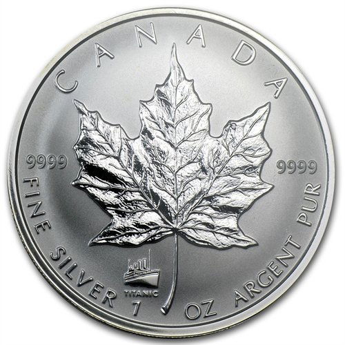 1998 1 Oz Silver Canadian Maple Leaf Titanic Privy Sp