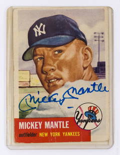 Mickey Mantle Signed Baseball Card