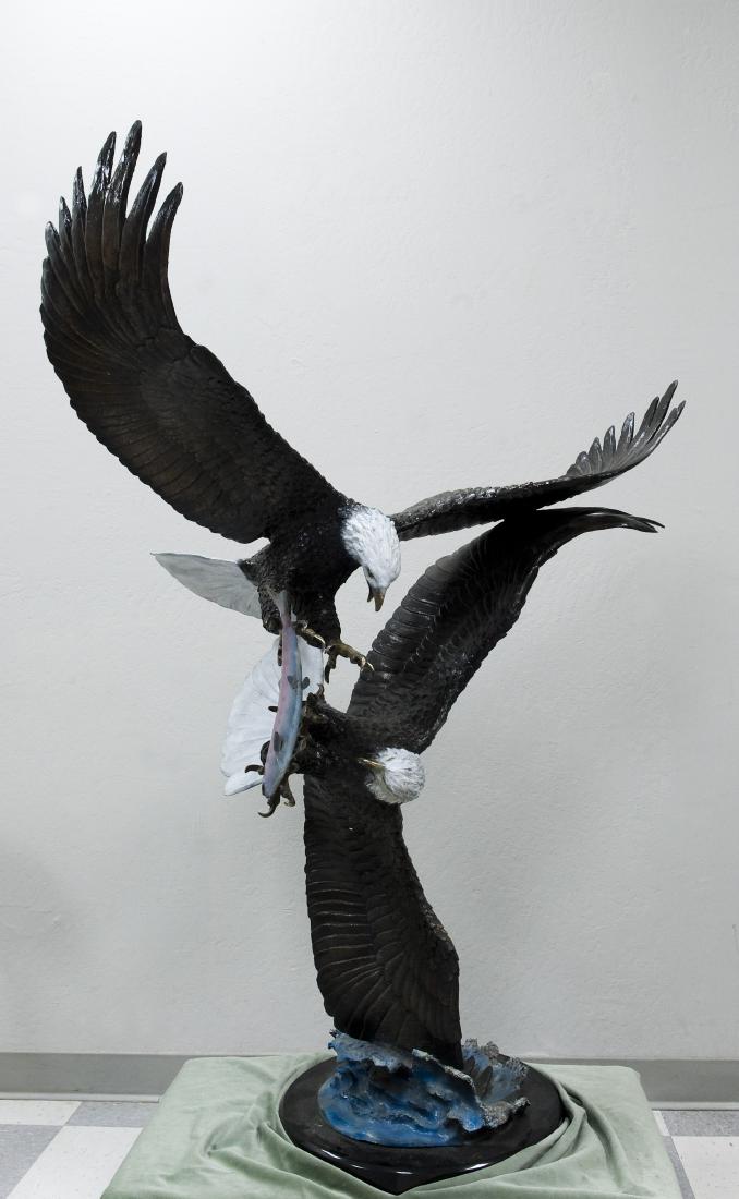 Duane Scott Twin Bald Eagle Bronze Sculpture.