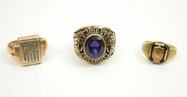 Three 10k Gold Class Rings
