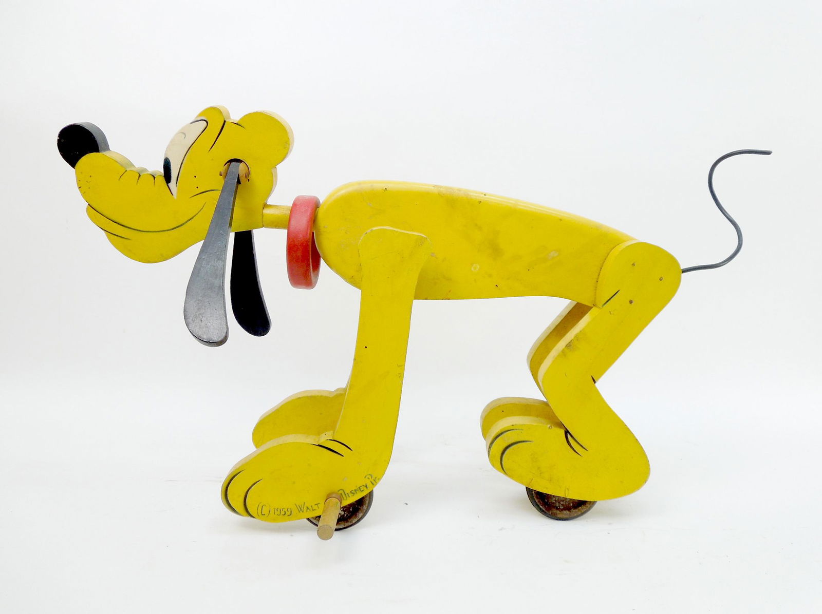 Vintage 1959 Walt Disney Pluto Ride On Wooden Toy.
