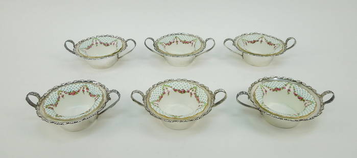 6 Watson Sterling Silver Ramekin Holders, With Ramekins