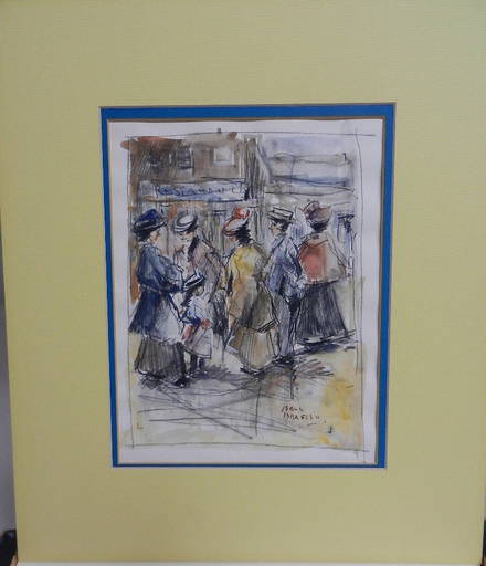 Isaac Israels Watercolor, Street Scene Signed