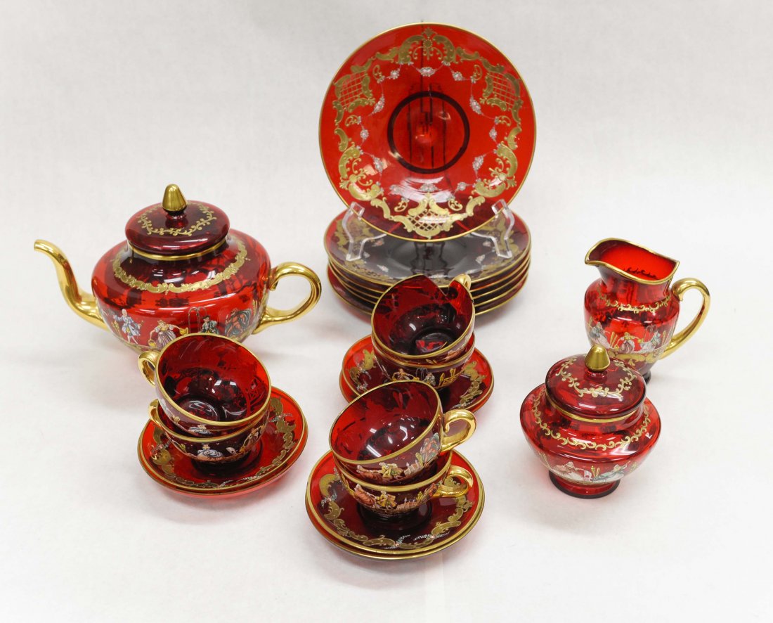 Bohemian Moser Glass Tea Service.