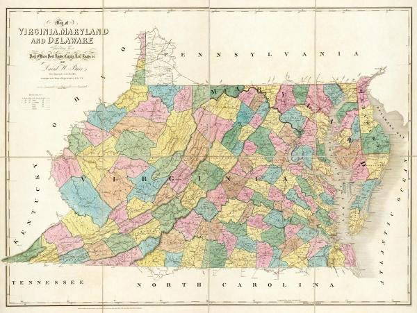 Map Of Virginia, Maryland And Delaware, 1839"