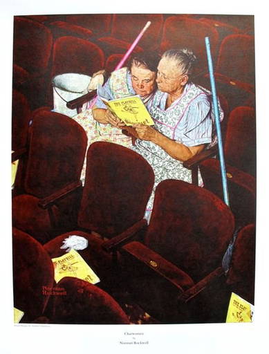 Norman Rockwell Charwoman Original 1976 Collotype