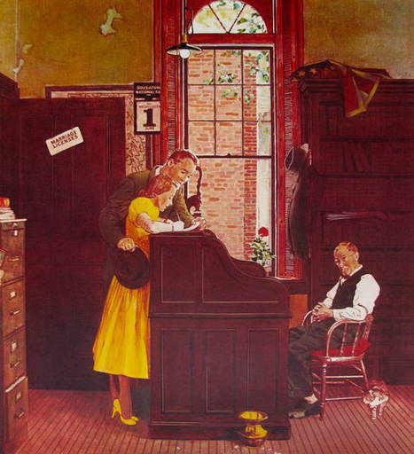 Norman Rockwell Marriage License 1978 Lithograph