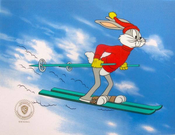 Warner Bros Bugs Bunny Skiing Sericel Animation Cel