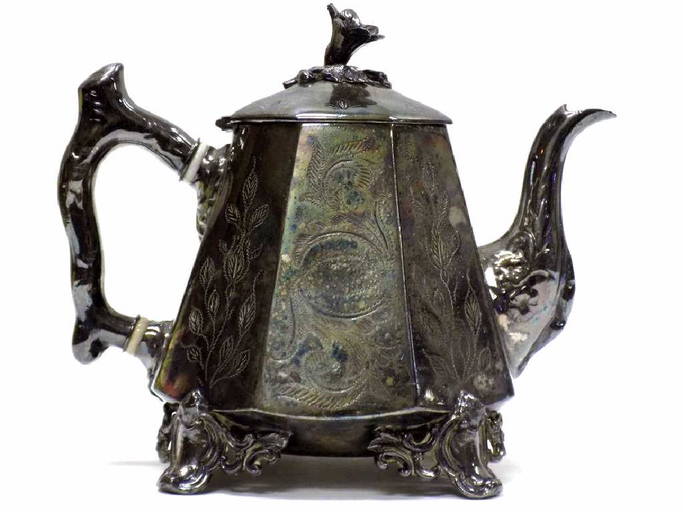 J. Fisher Fancy Victorian Silverplate Tea Pot