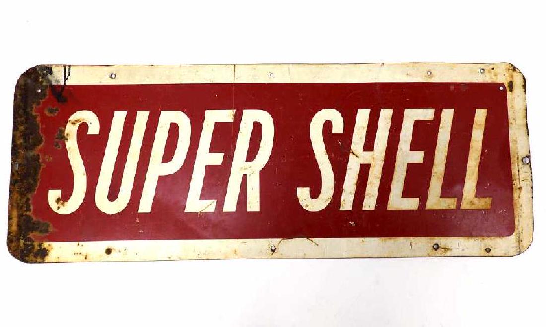 SUPER SHELL GAS STATION ADVERTISING STEEL SIGN