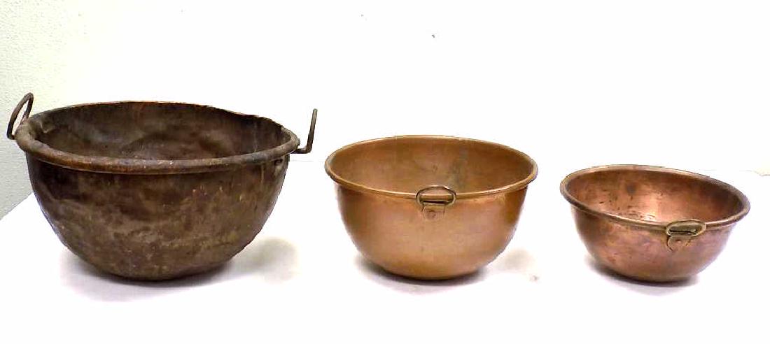 Primitive Graduated Copper Bowls / Basins
