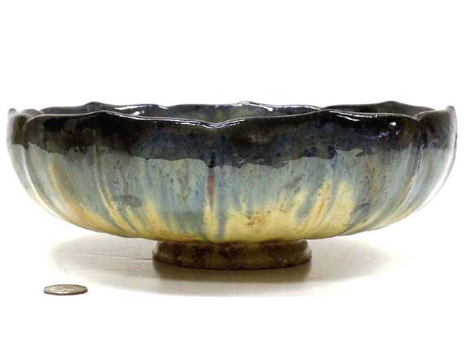 Big Fulper Glazed Lotus Pottery Bowl