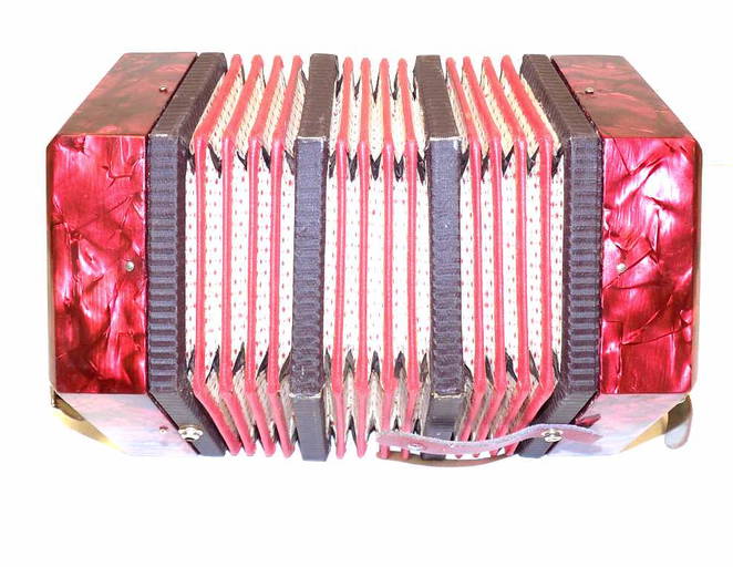 Vintage Red Pearloid Italian Accordion