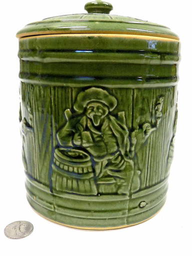 Mccoy Tavern Scene Tobacco Barrel Jar