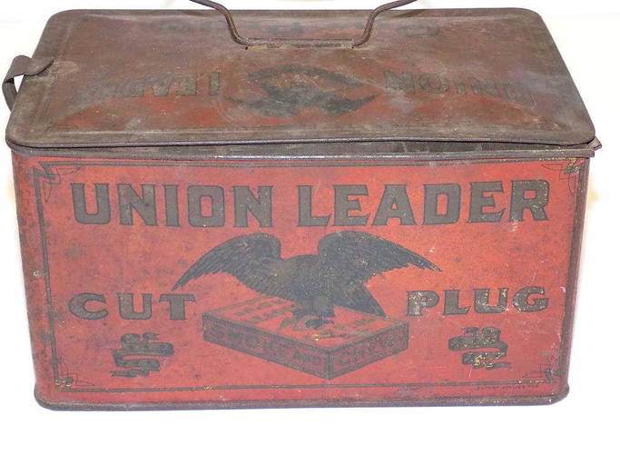 UNION LEADER CUT PLUG TIN TOBACCO ADVERTISING BOX (#2439) on Jan 30 ...