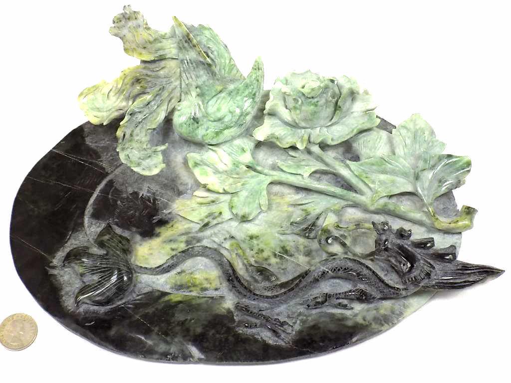 CHINESE JADE DRAGON PHOENIX & LOTUS CARVING - Feb 05, 2023 | Great ...
