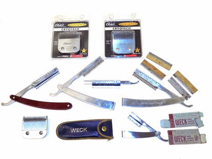 Antique Barbers Straight Razors And Razor Strops