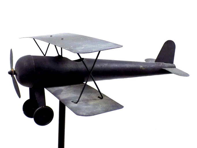 Flying Airplane Tin Weathervane Granite Base