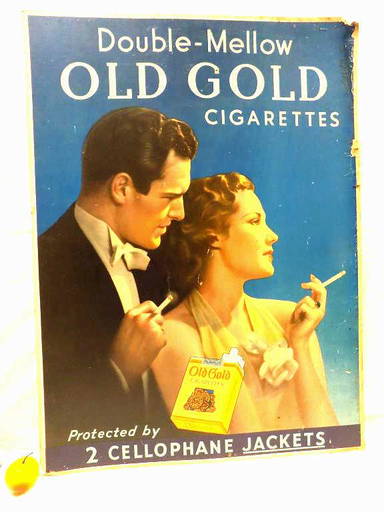 Rare 1940's Old Gold Cigarettes Advertising Sign