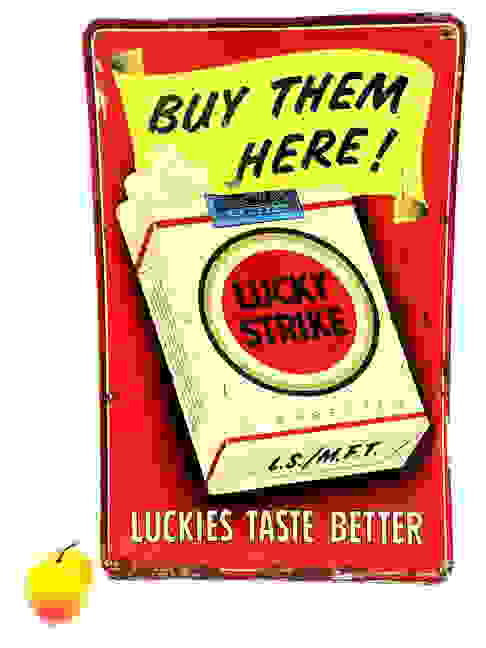 Vintage Lucky Strike Cigarettes Advertising Sign Auction
