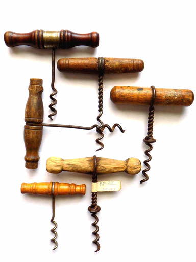 Primitive Turned Wooden Handle Corkscrews Lot