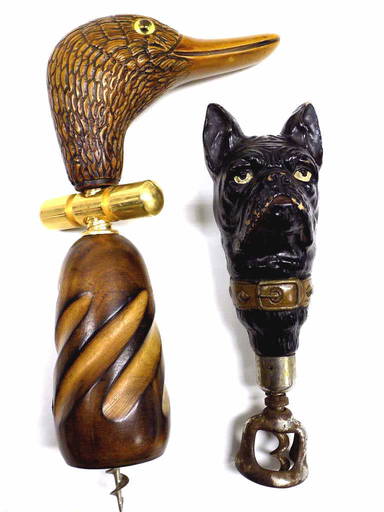 Duck And Bulldog Figural Corkscrews
