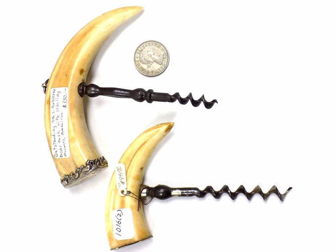 Victorian Sterling & Wild Boar Bone Corkscrews
