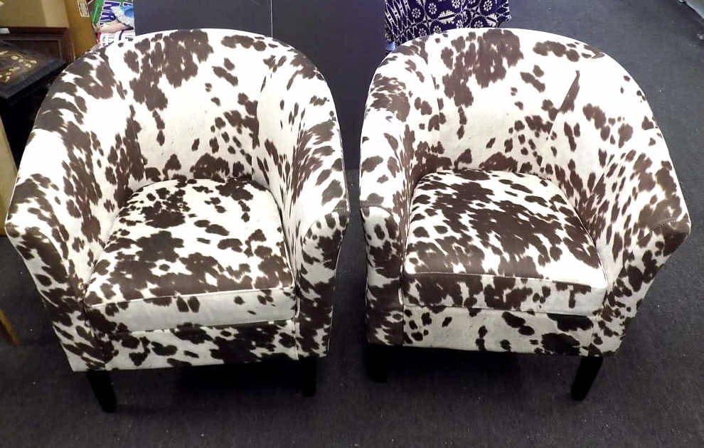 Midcentury Modern Pair Cow Chairs Auction