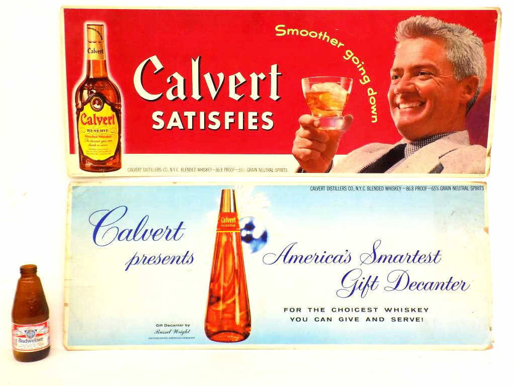 Vintage Calvert Whiskey Advertising Signs Auction