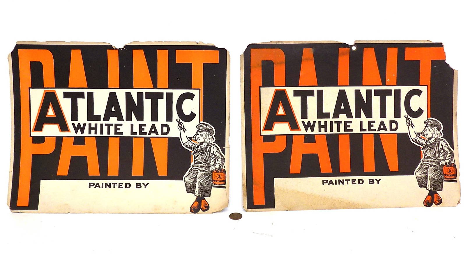 1930's Atlantic White Lead Paint Advertising Signs Auction