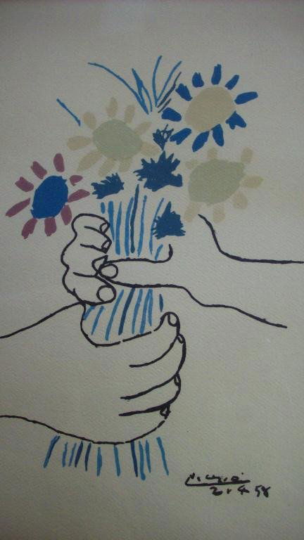 760: PABLO PICASSO HANDS HOLDING FLOWERS LITHOGRAPH
