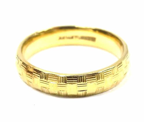 14k Turkish Gold Linear Pattern Ring Auction