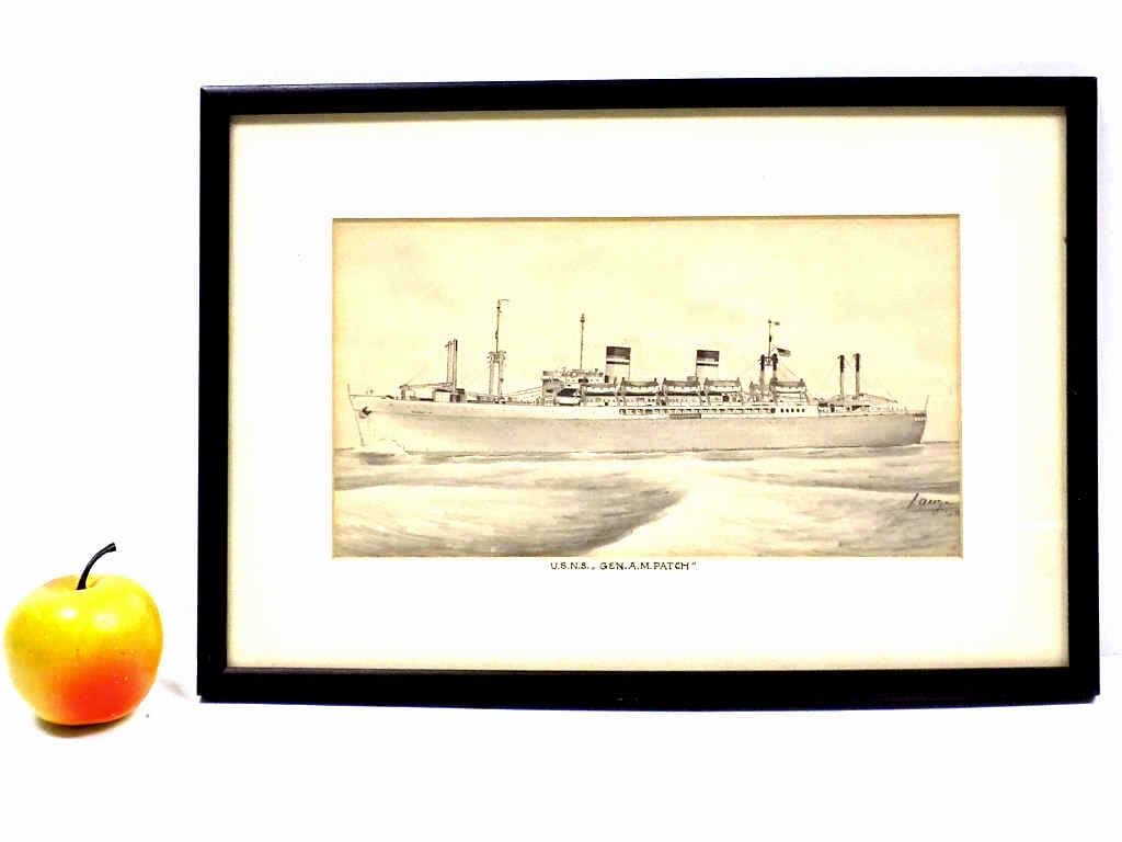 United States Naval Ship Gen Am Patch Ship Drawing Auction