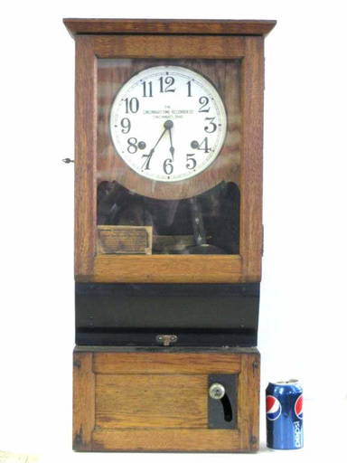 Antique Oak Cincinnati Time Recorder Clock