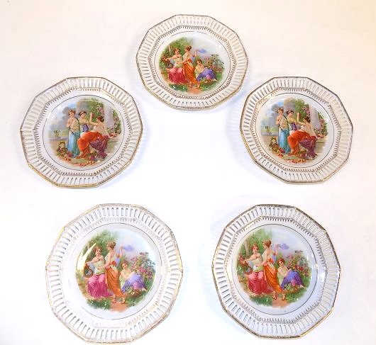 Set Of 5 Classical Scene Bavarian Plates