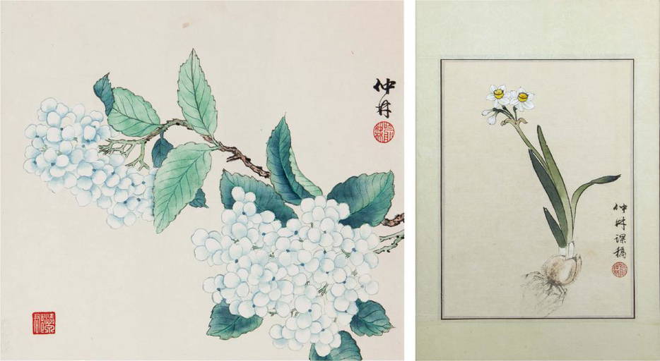 Two Flower Paintings By Yu Zhonglin (1925~1985)