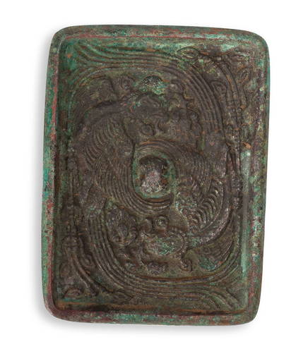 A Bronze "phoenix" Rectangular Mirror, Tang Dynasty